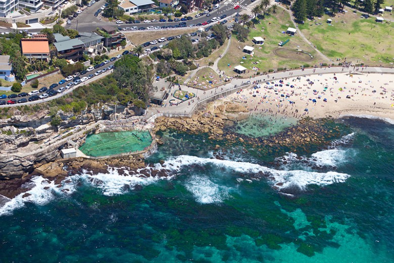 Aerial Landscape Photo Bronte Beach Ocean Baths, Eastern Beaches Sydney