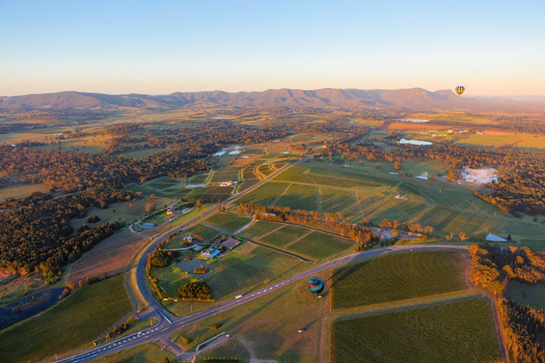 Hunter Valley Aerial Landscape Shot Sunrise Balooning Vineyeards Photos
