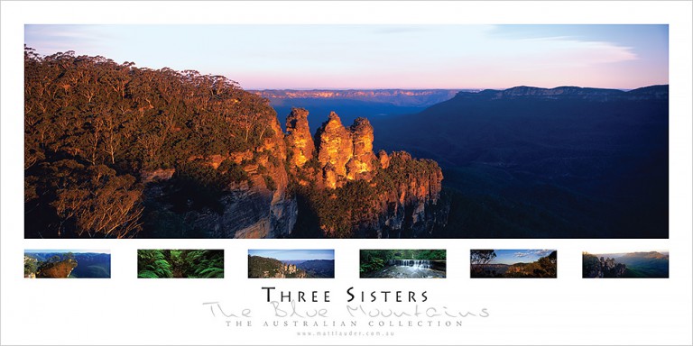 Three Sisters Landscape Wall Poster Blue Mountains NSW