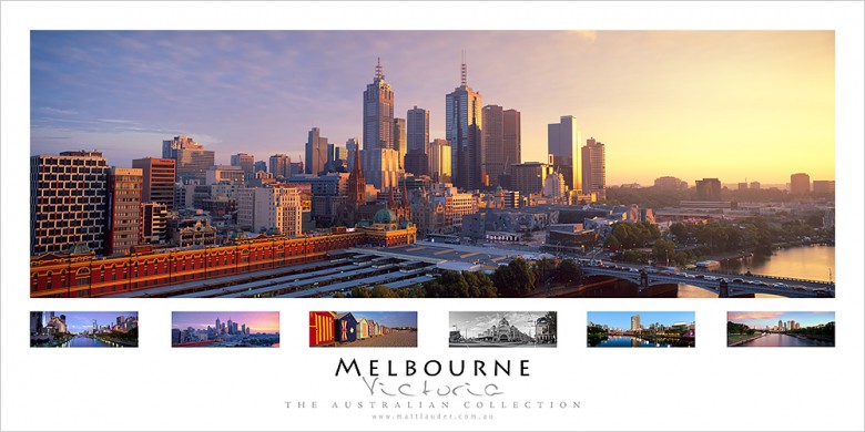 Melbourne Dawn Landscape Poster Print, Thick High Grade Paper