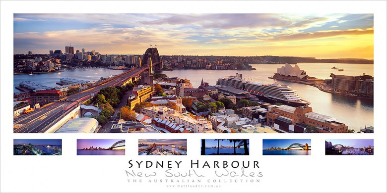 Sydney Harbour Landscape Art Print Poster Sunrise