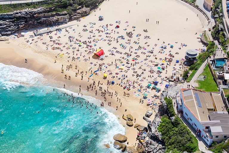 Tamarama Beach Aerial Photos - Summer Images Sydney - Canvas Framed